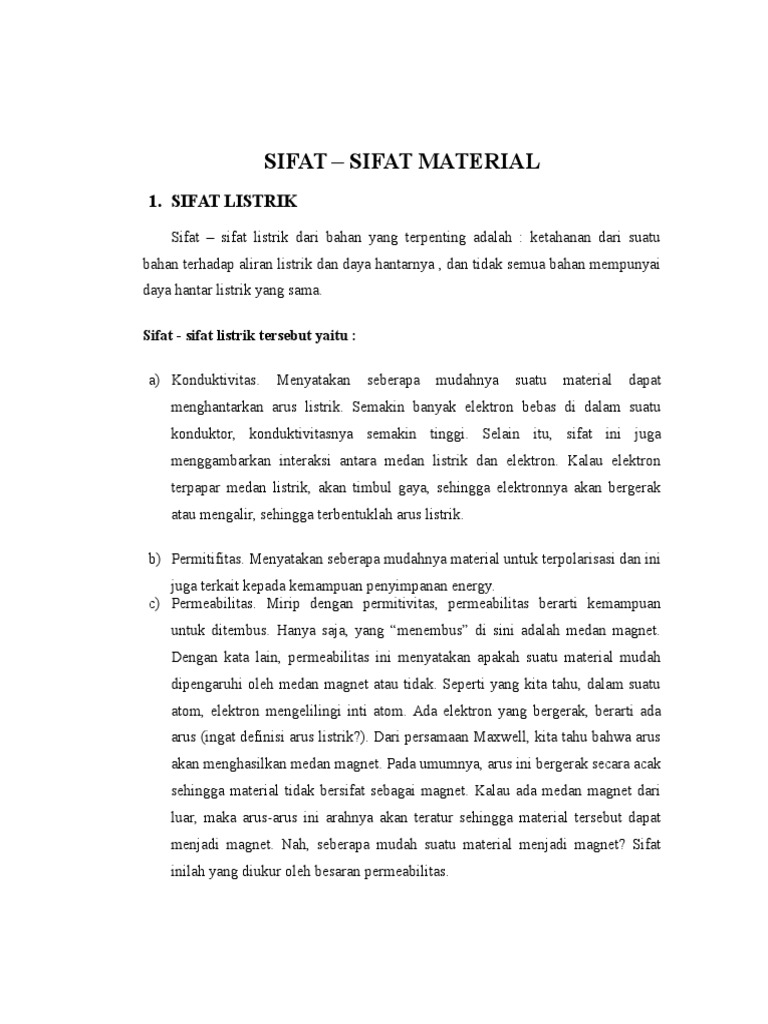Karakteristik dan Sifat Material | PDF
