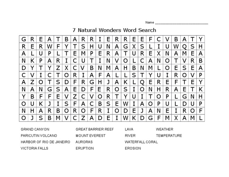 7 Wonders Word Search Puzzle | PDF | Self-Improvement