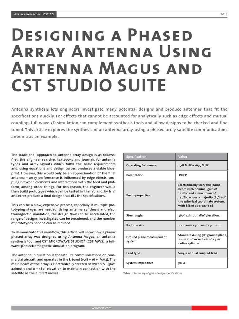 CST Application Note Designing Phased Array Antenna | PDF | Antenna ...