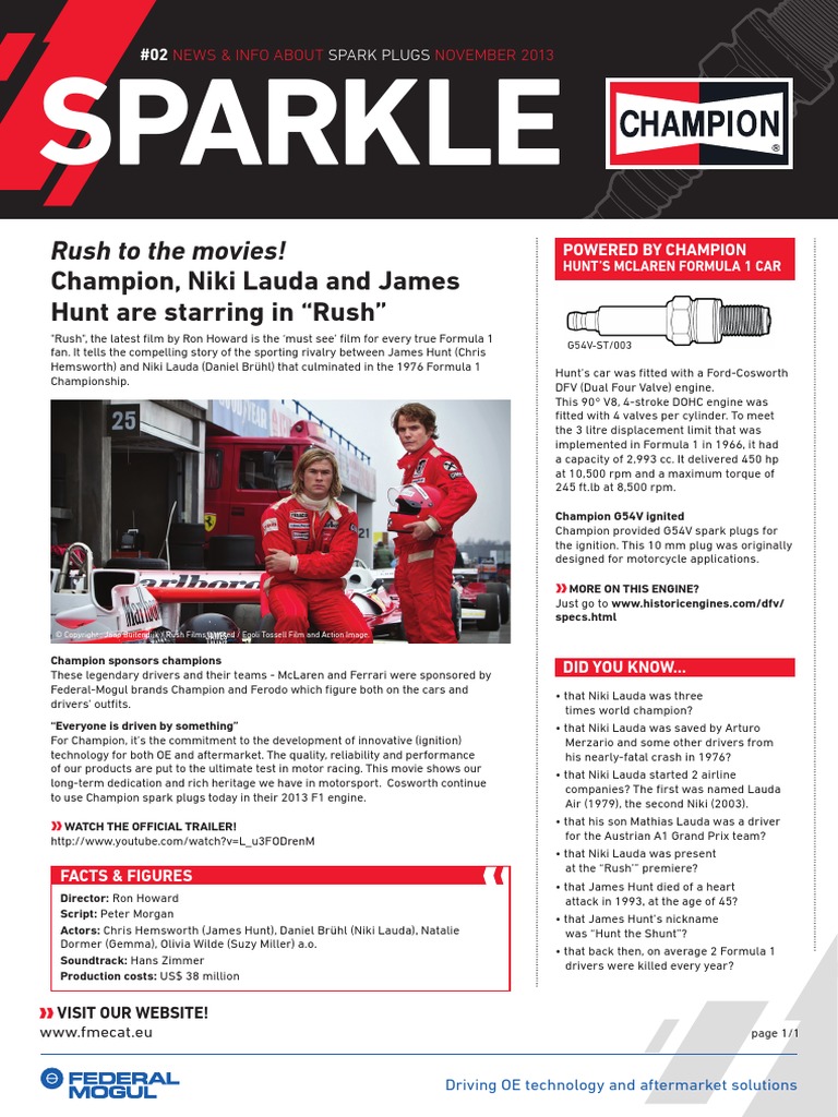 Champion Sparkle Nov 2013 | PDF | Formula One | Formula Racing Series