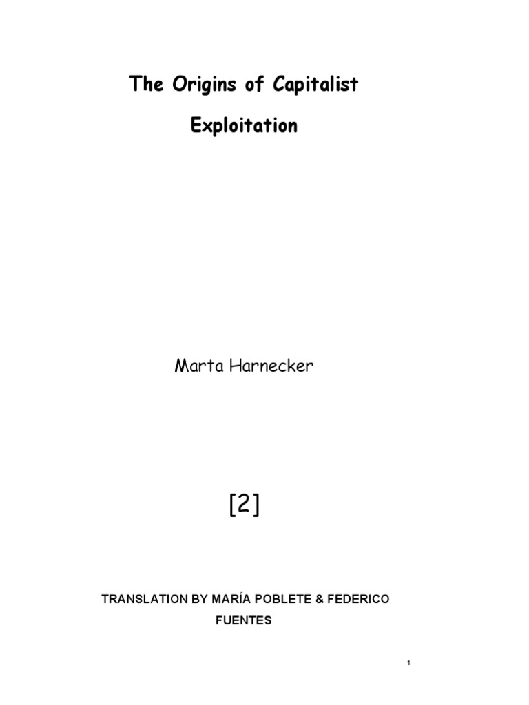 The Origin of Capitalist Exploitation by Marta Harnecker | PDF | Value ...
