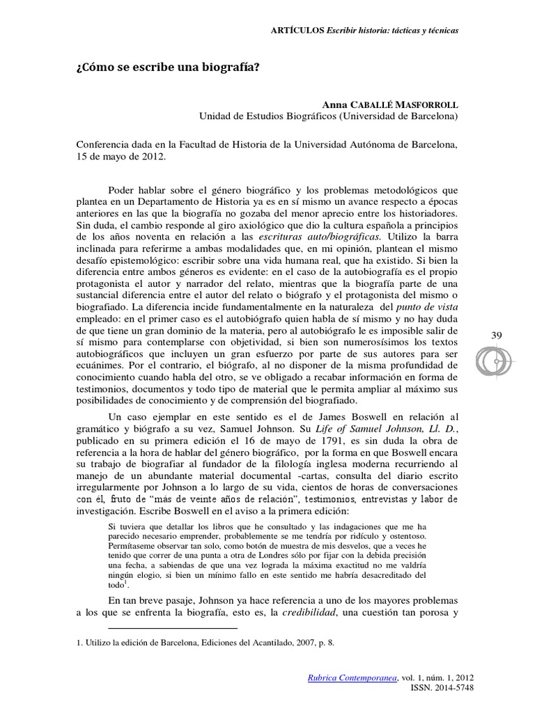 Criterios para Escribir Una Biografía | PDF | Biografía | Autobiografías