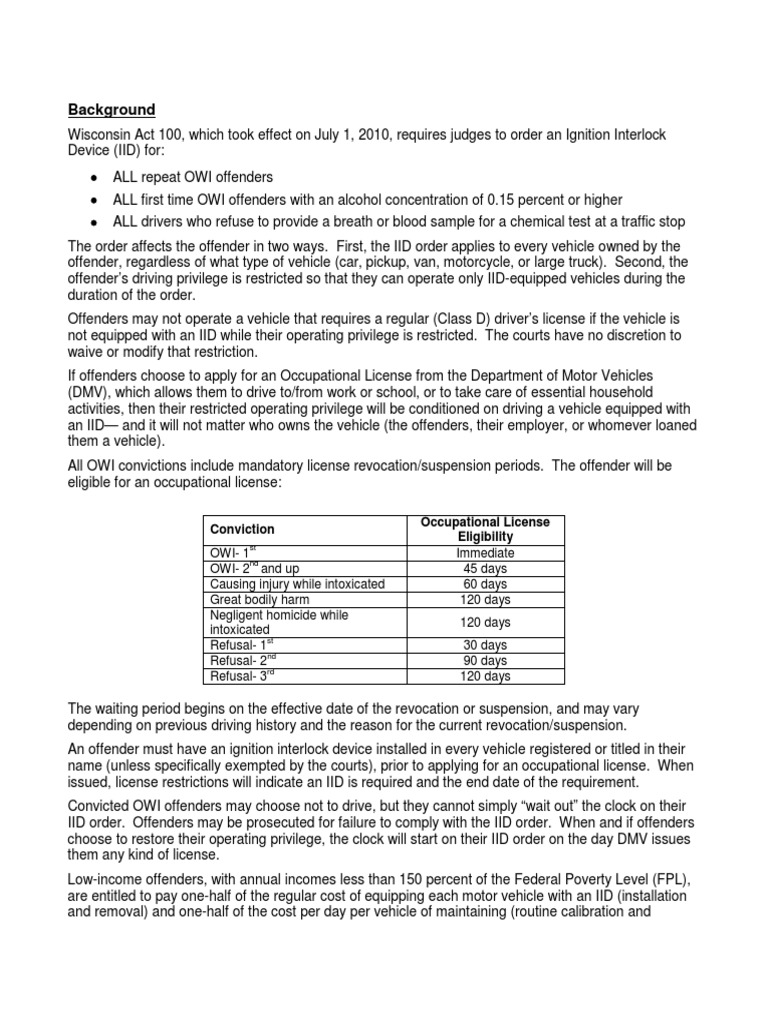IID Faq's Wisconsin | PDF | Department Of Motor Vehicles | Transport