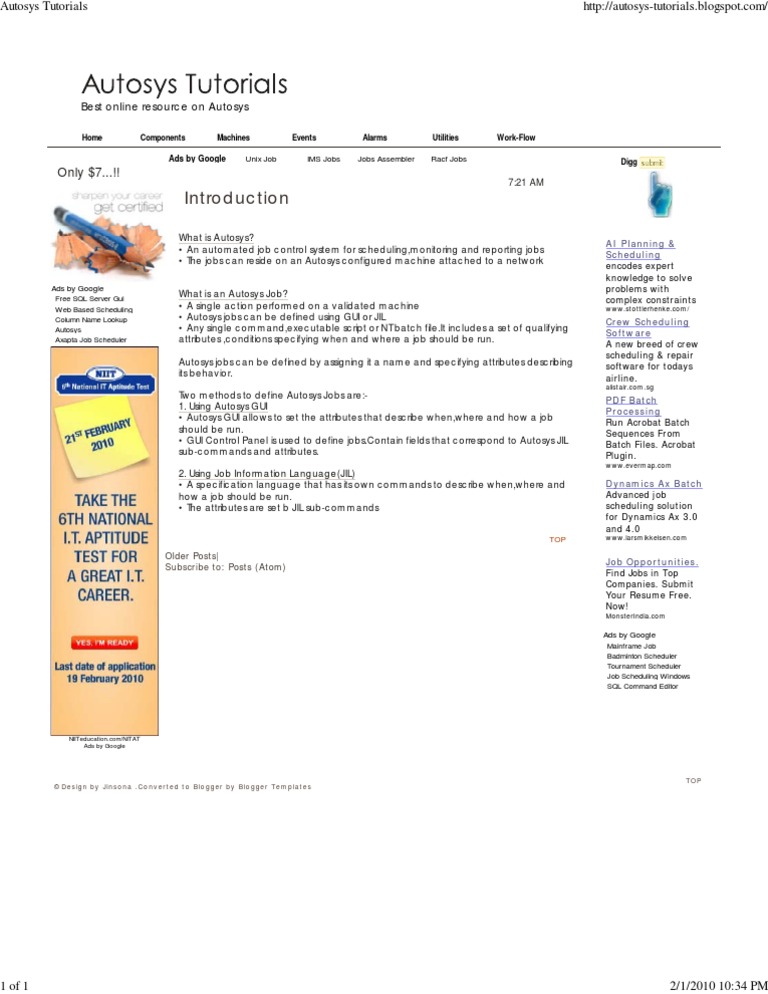 Autosys Tutorials | PDF | Scheduling (Computing) | Software Engineering
