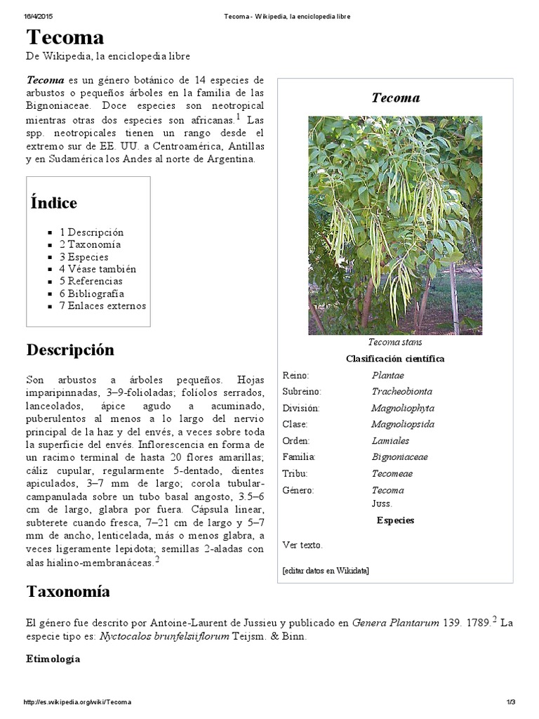 Tecoma | PDF | Plantas | Botánica