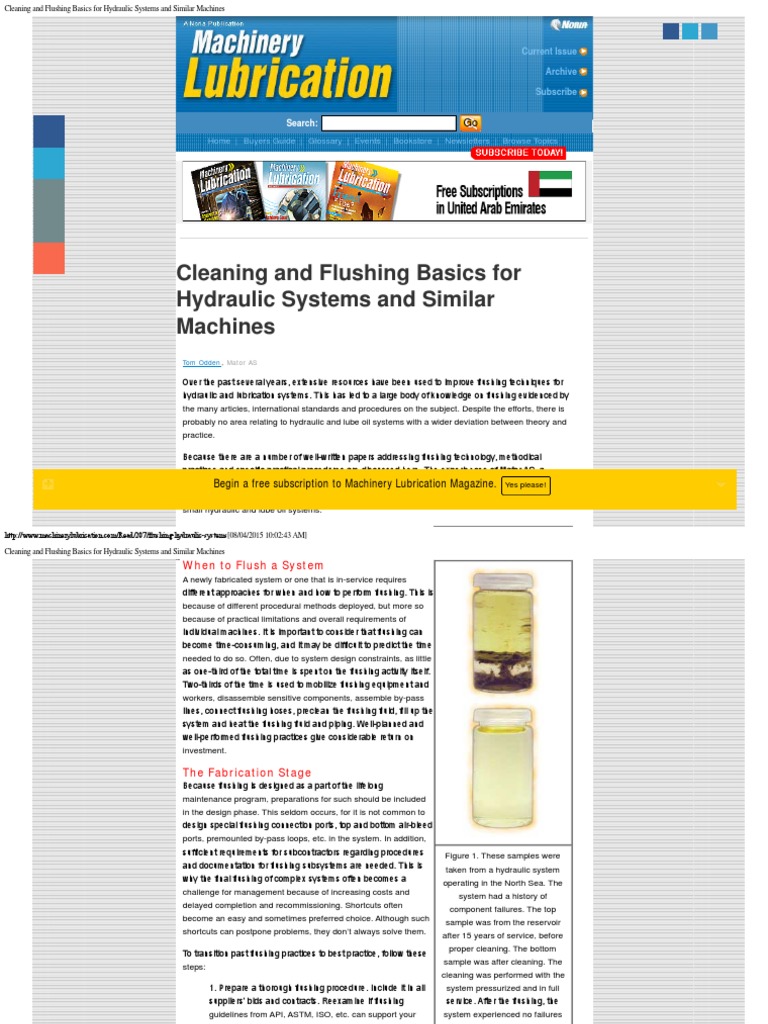 Cleaning and Flushing Basics For Hydraulic Systems and Similar Machines ...