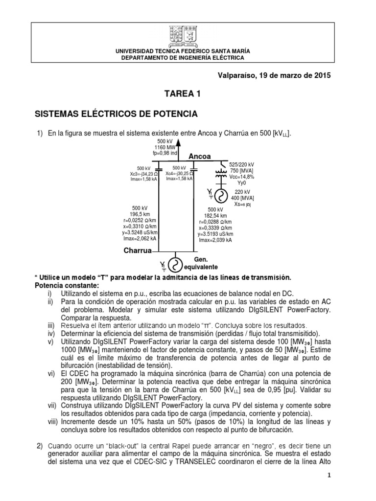 Tarea 1 2015 PDF | PDF | Voltio | Energia electrica