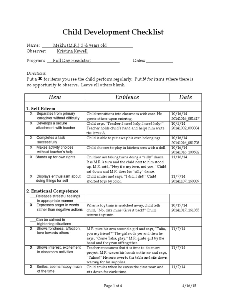 child development checklist | Child Development | Attachment Theory