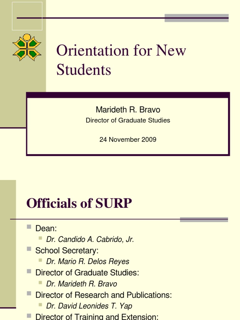 SURP Graduate Programs Orientation-24Nov09 | PDF | Geography | Doctor ...