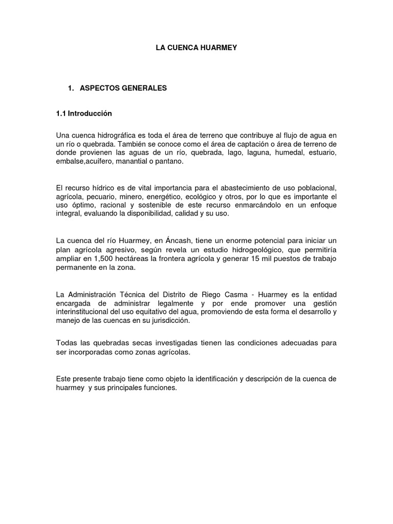 La Cuenca Huarmey PDF | PDF | Cuenca de drenaje | Río