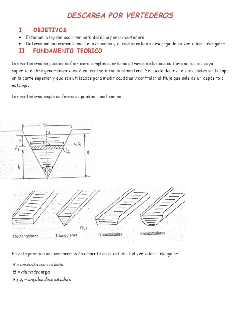 Estudio del Caudal en Vertederos Triangulares | PDF | Descarga ...