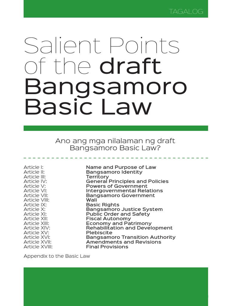 Ano Ang Mga Nilalaman NG Draft Bangsamoro Basic Law? | PDF