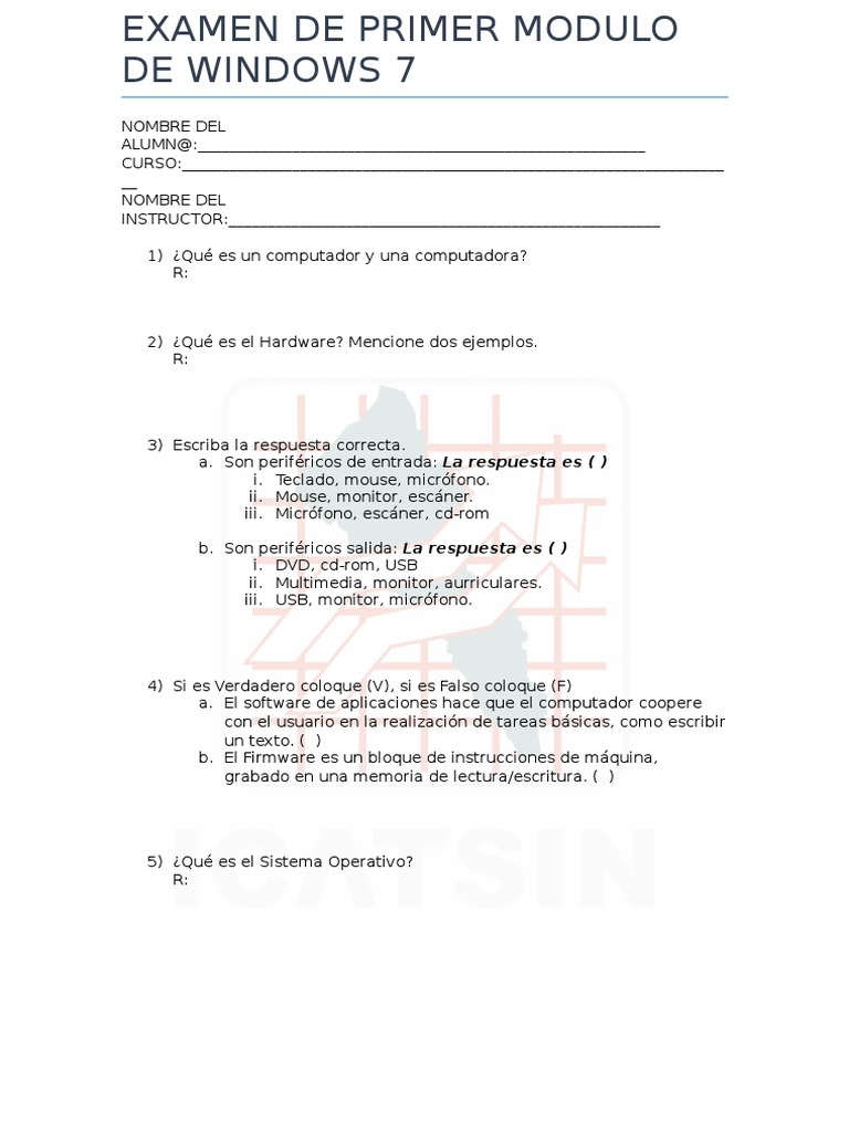 Examen de Windows 7 | PDF