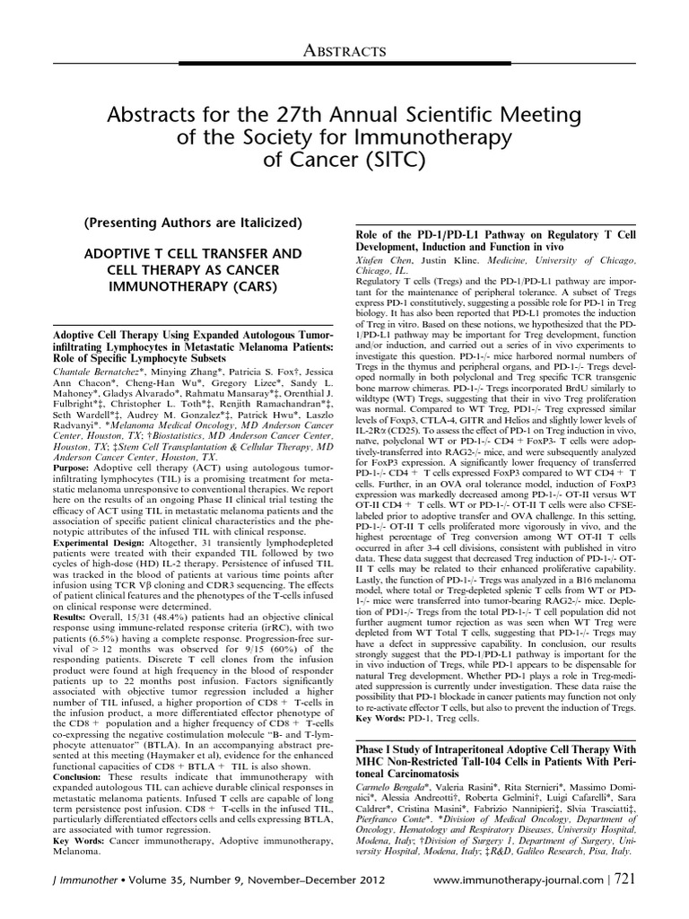 Abstracts For The 27th Annual Scientific Meeting of The Society For ...