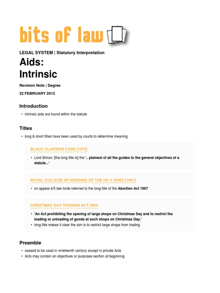 Understanding Intrinsic Aids in Law | PDF | Law