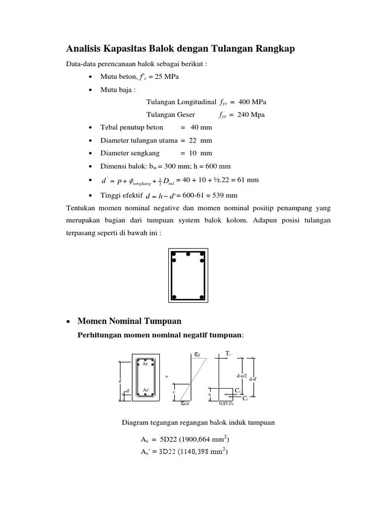 Analisa Balok Tulangan Rangkap | PDF