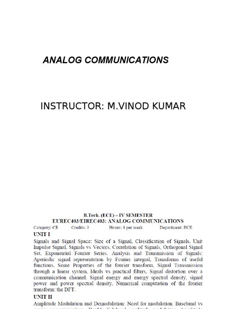 Introduction - Analog Communication | PDF | Communications System ...