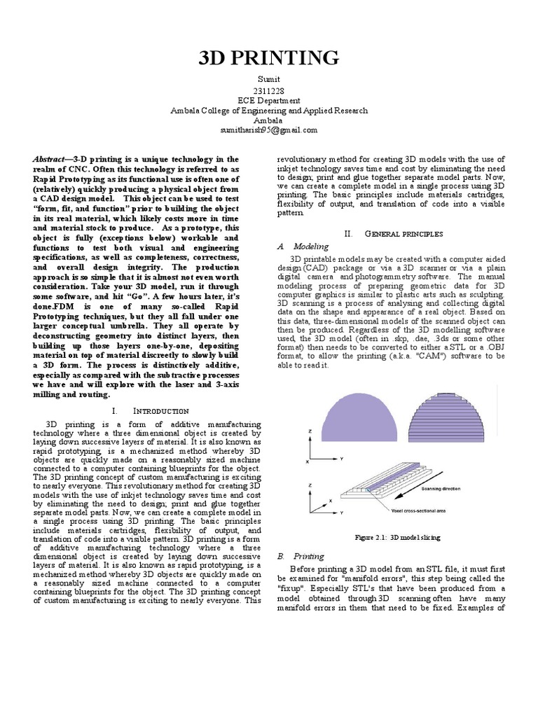 IEEE Paper On 3d Printing | 3 D Printing | Computers