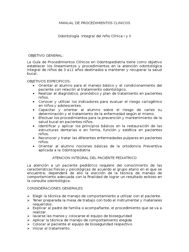 Manual de Procedimientos Clinicos | Ortodoncia | Odontología