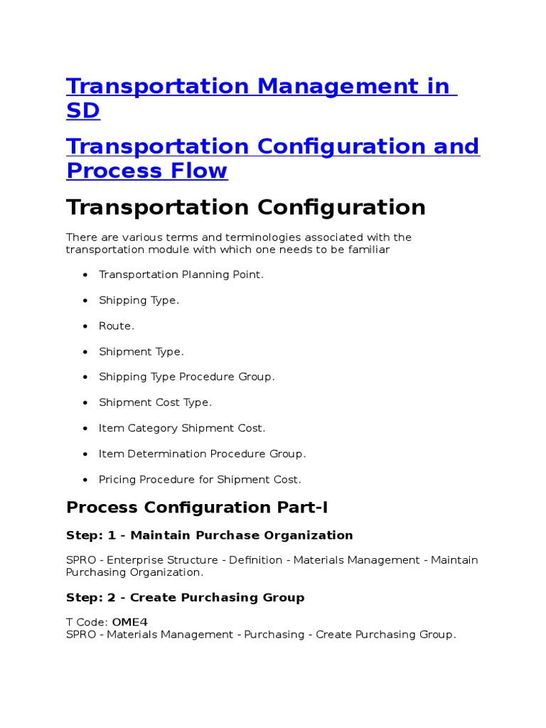Transportation Management in SD | PDF | Logistics | Freight Transport