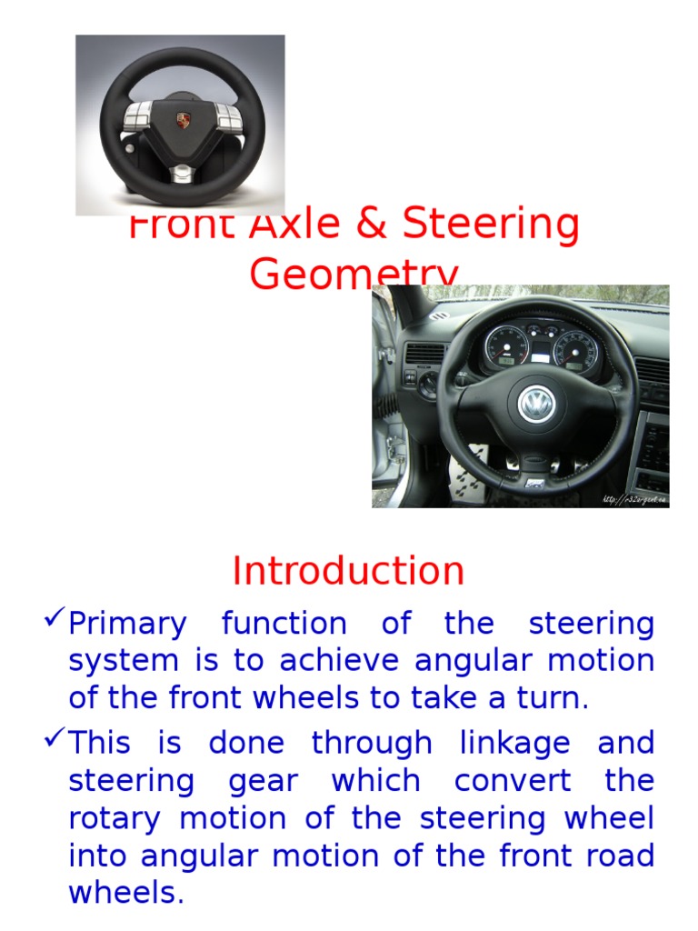 Front Axle - Steering Geometry | PDF | Steering | Automobiles