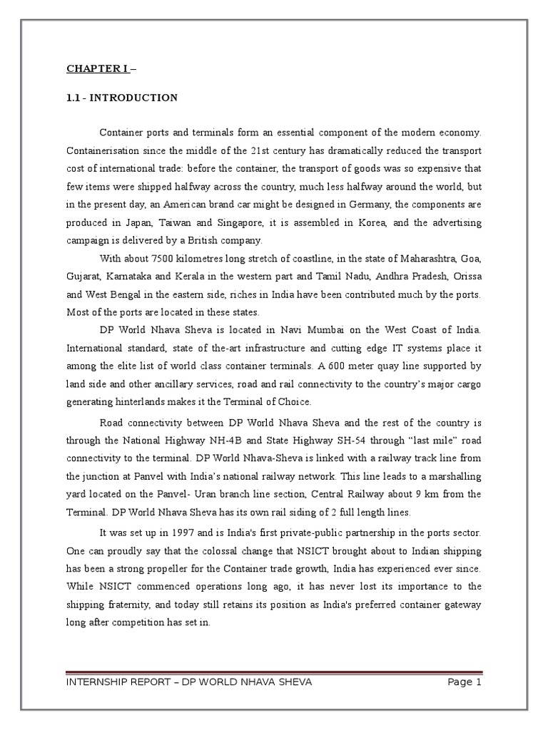 DP World Internship Report | PDF | Containerization | Cargo