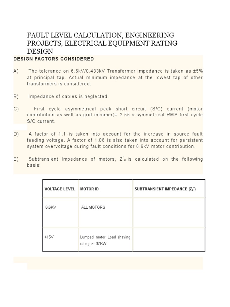 Fault Level Calculation | PDF | Electrical Impedance | Electromagnetism