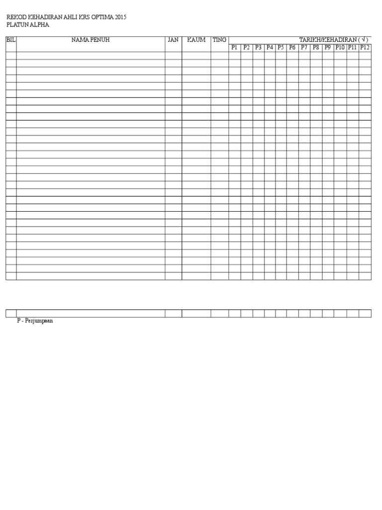 Borang Rekod Kehadiran | PDF