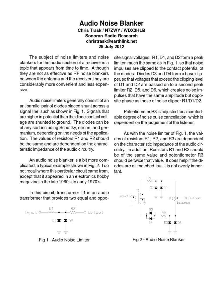 Audio Noise Blanker Circuit Design | PDF