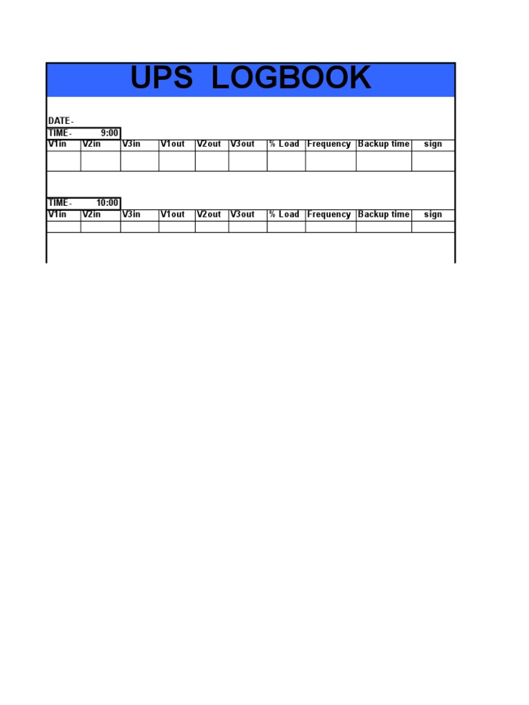 UPS Logbook for Daily Monitoring | PDF