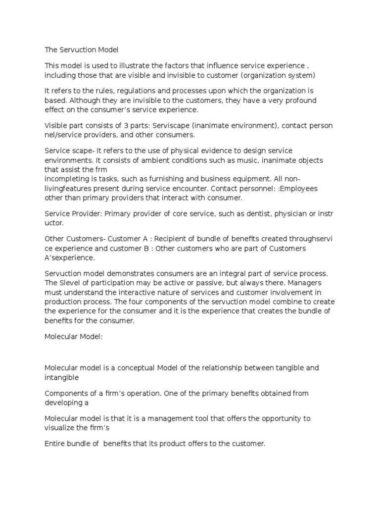 The Servuction Model: Illustrating the Visible and Invisible Factors ...