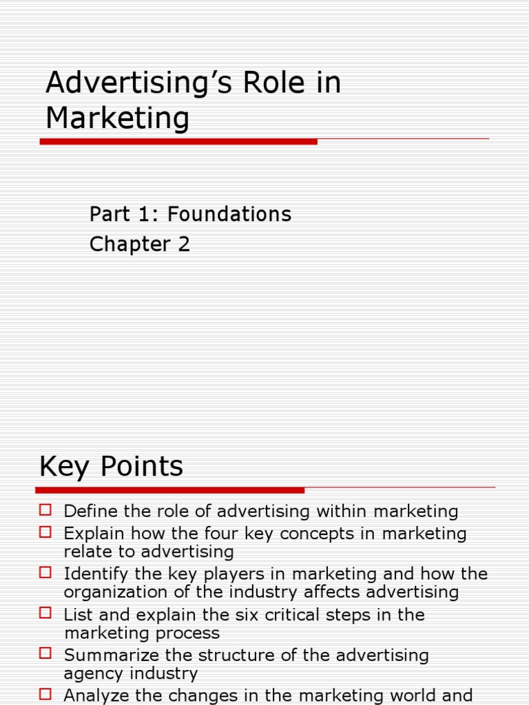 Advertising's Role in Marketing: Part 1: Foundations | PDF | Marketing ...