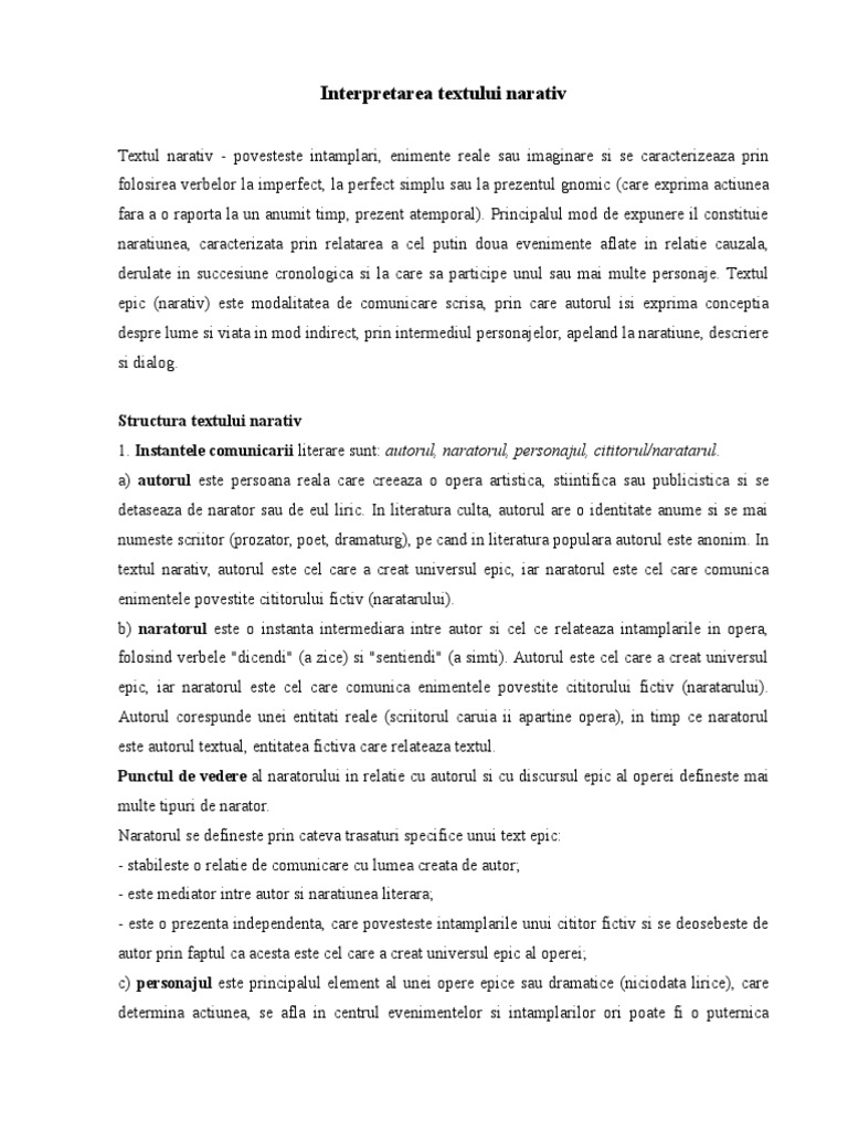 Textul Narativ | PDF