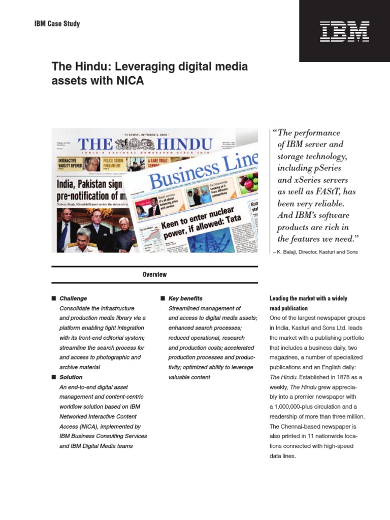 Hindu Newspaper Case Study IBM Implementation | PDF | Newspapers | Ibm