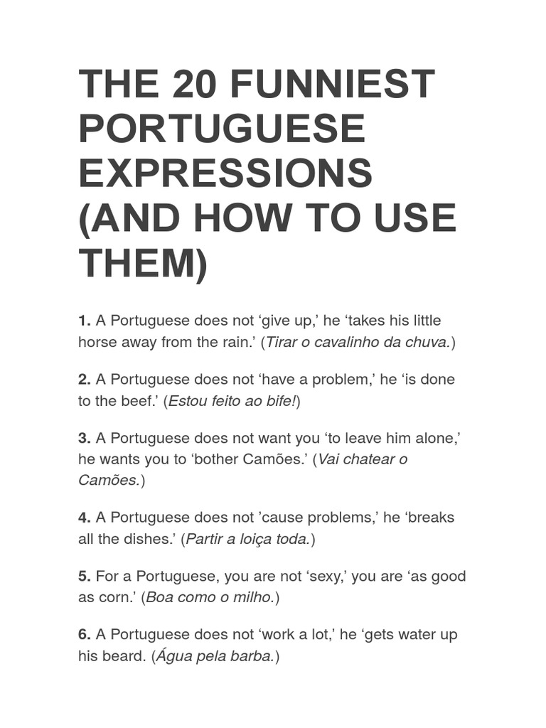 The 20 Funniest Portuguese Expressions | PDF