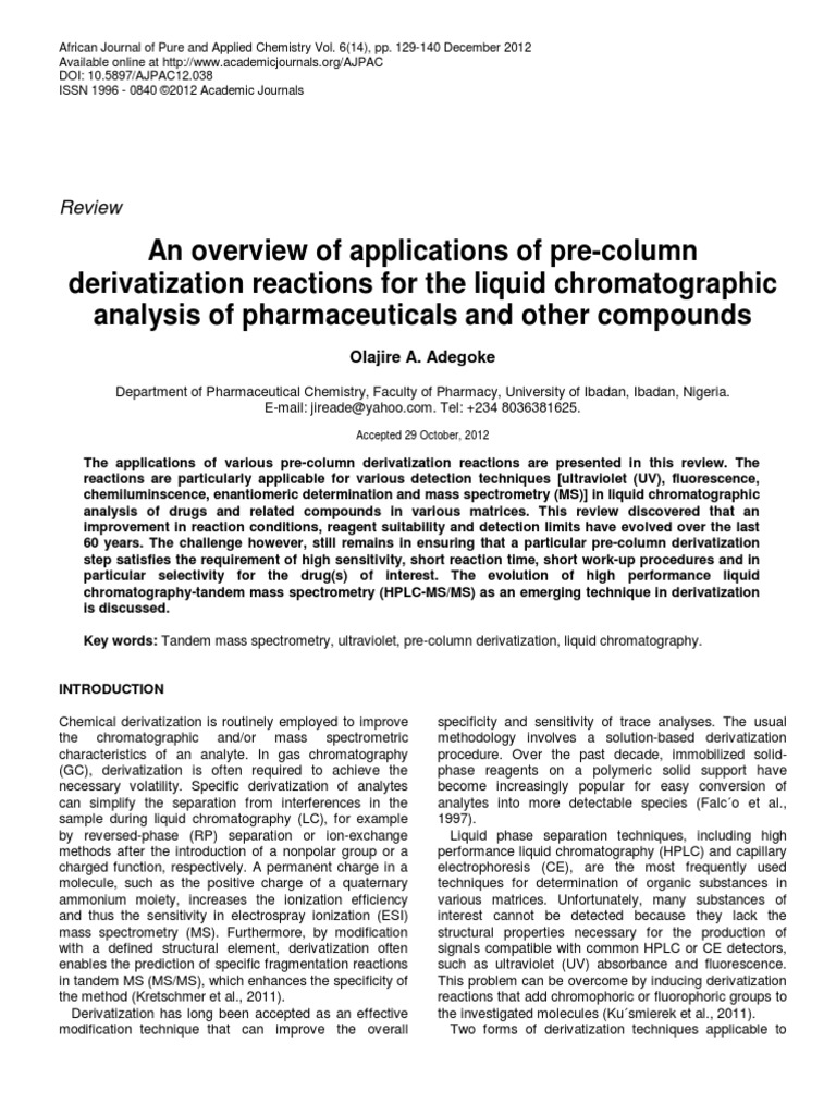 Precolumn HPLC | PDF | High Performance Liquid Chromatography | Mass ...