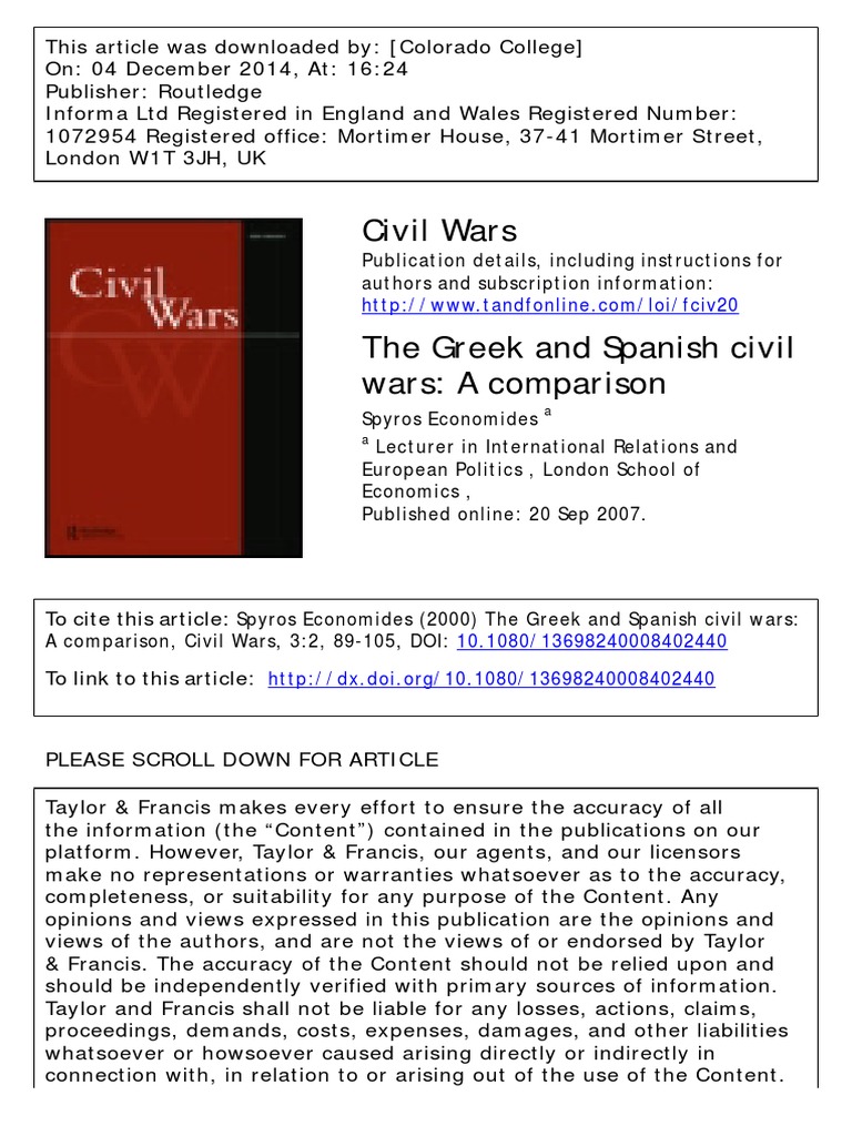 Civil Wars Volume 3 Issue 2 2000 Economides, Spyros - The Greek and ...