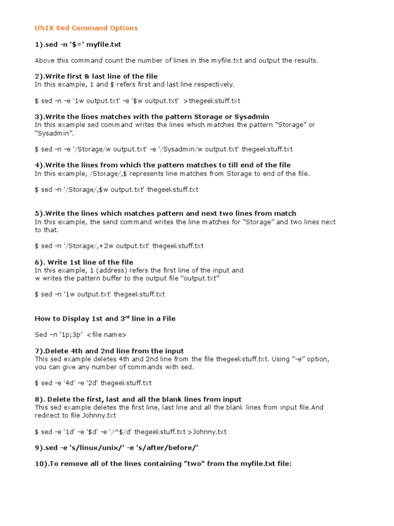 UNIX Sed, Vi and Awk Command Examples | PDF | Digital Technology ...