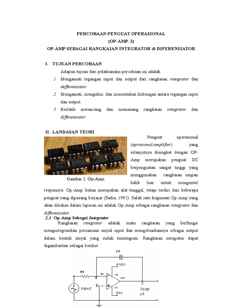Rangkaian Integrator dan Diferensiator OP-AMP | PDF | Metode & Bahan ...