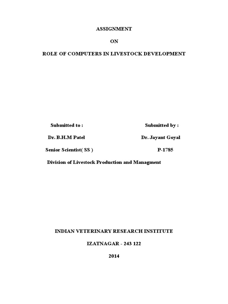 Role of Computers in Livestock Development | PDF | Livestock | Agriculture