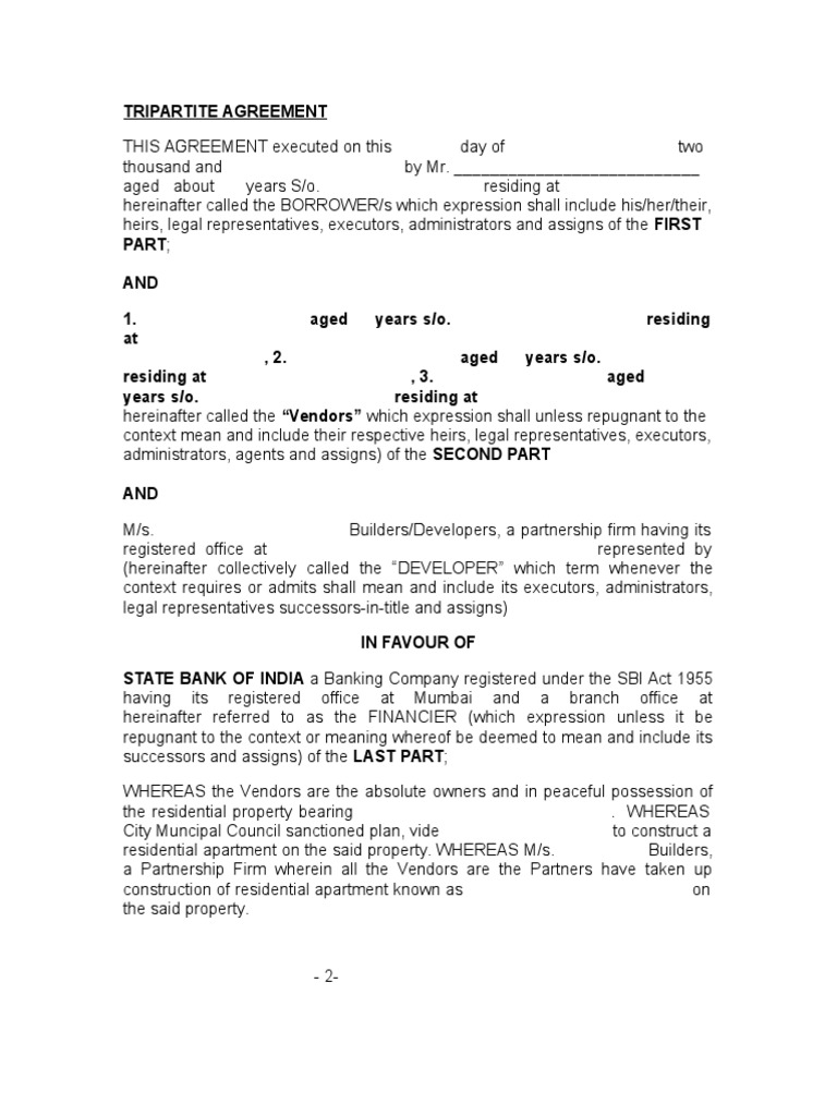 Tripartite Agreement Format | Deed | Mortgage Law
