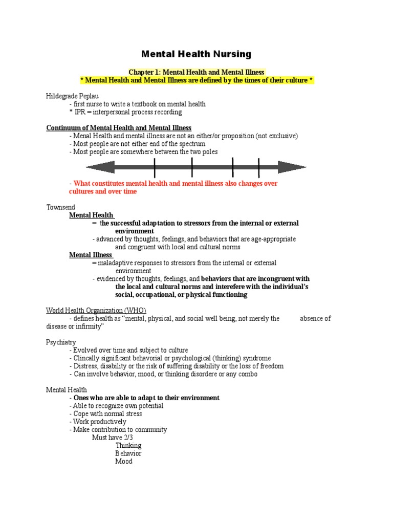 Mental Health Nursing Essentials | PDF | Psychiatry | Mental Disorder
