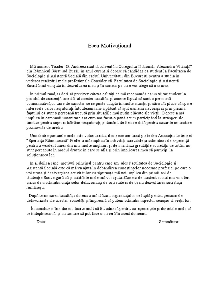 Eseu Motivational | PDF