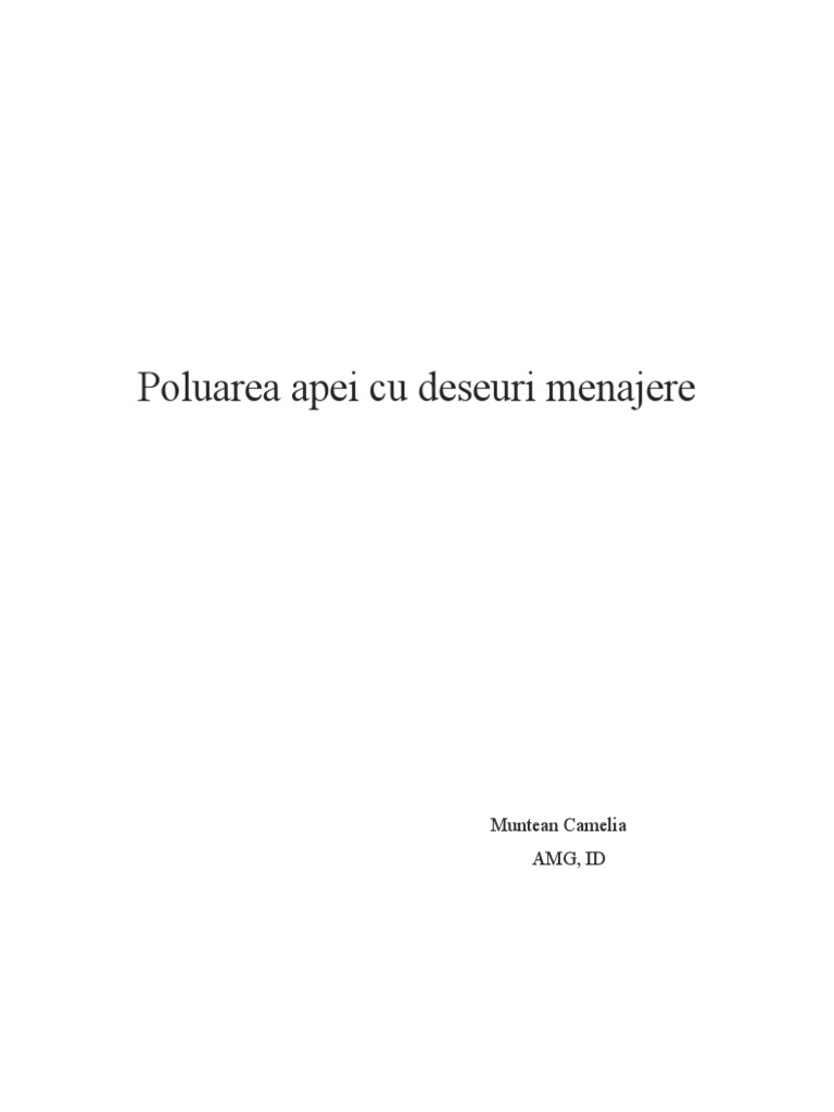 Poluarea Apei Cu Deseuri Menajere | PDF