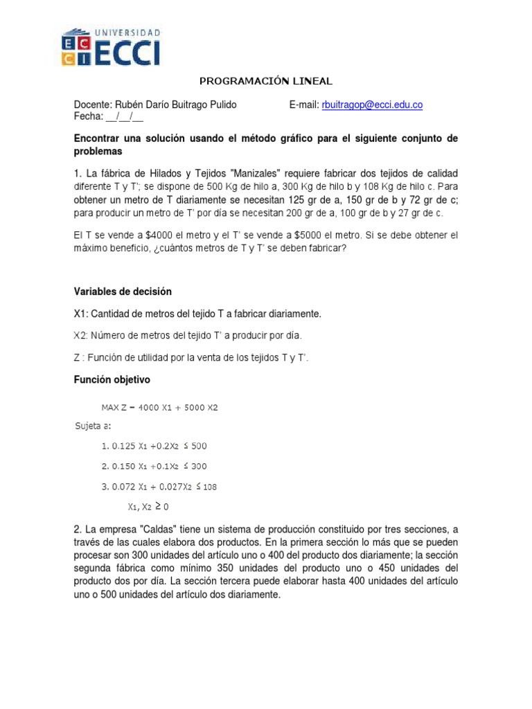 Programación Lineal | PDF | Programación lineal | Transporte