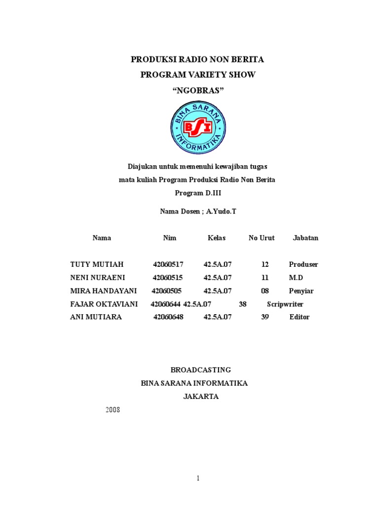 Contoh Dispro Radio (Variety Show) | PDF