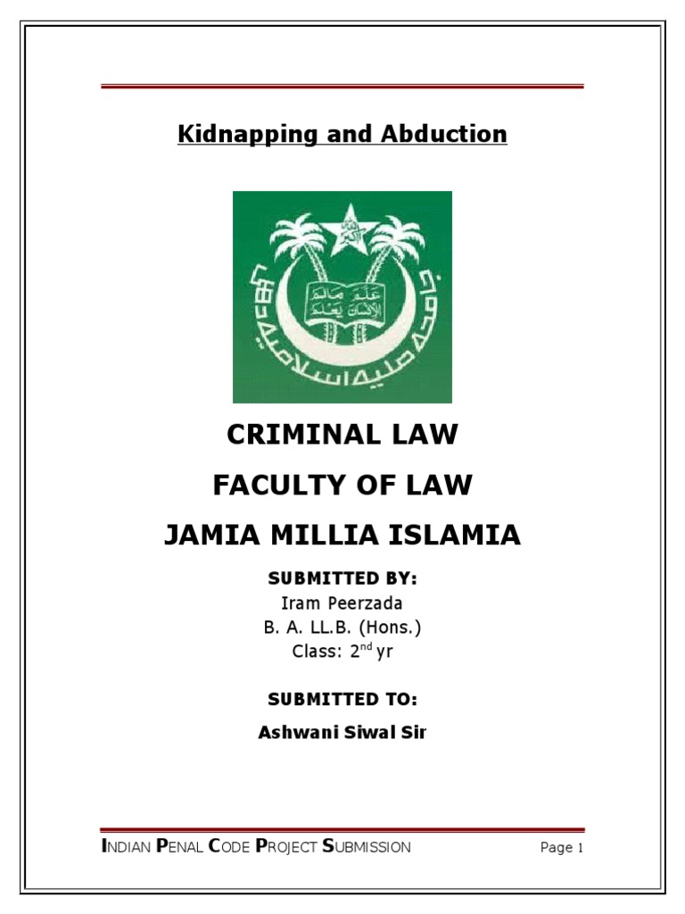 Kidnapping and Abduction in IPC | PDF | Mens Rea | Kidnapping