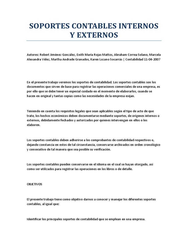 Soportes Contables Internos y Externos | PDF | Contabilidad | Factura