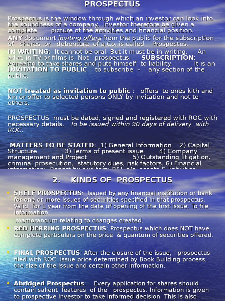 Prospectus | PDF | Prospectus (Finance) | Misrepresentation In English Law