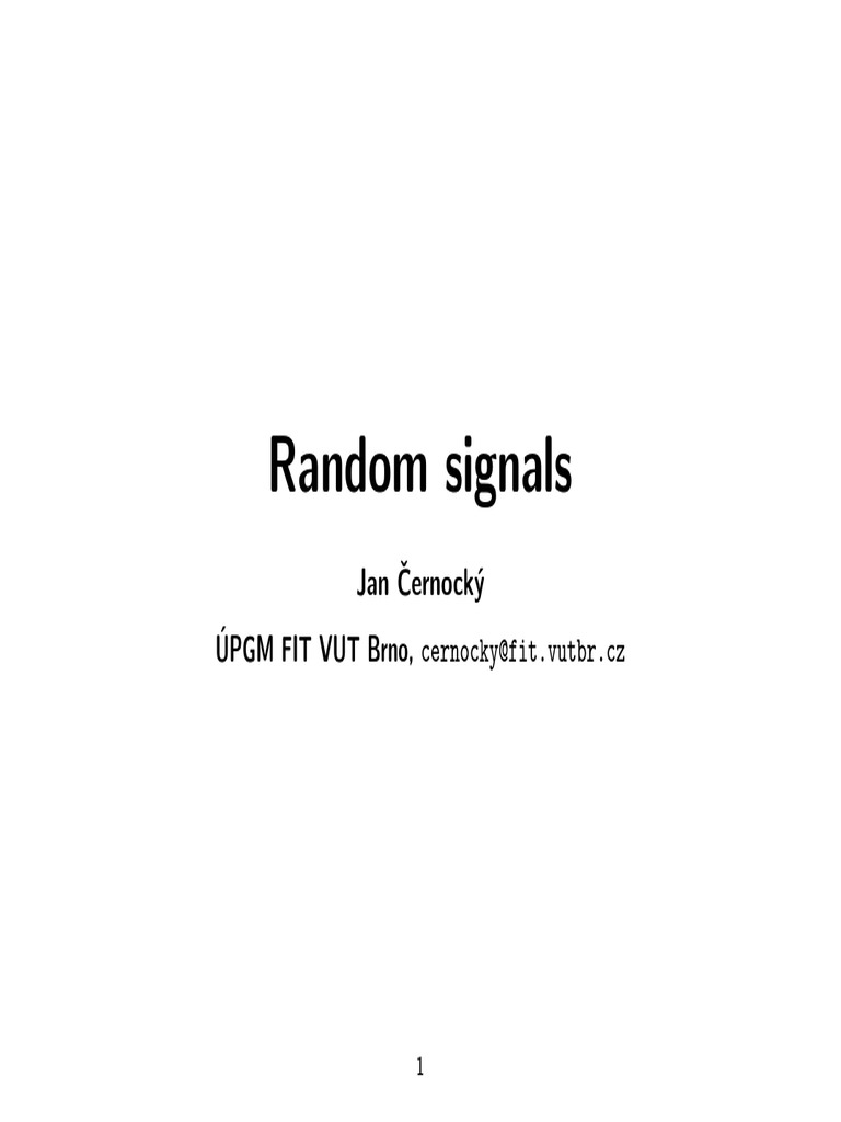 Random Signals Notes | PDF | Signal (Electrical Engineering ...